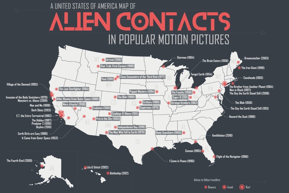 Check Out This Detailed Map of Alien "First Contact" Landing Spots in ...