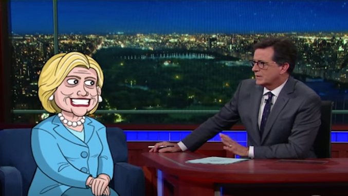 Watch Cartoon Hillary Clinton Make Her First Late Show Appearance ...
